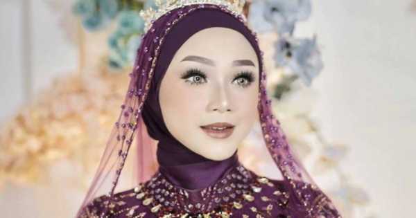 Mewah, Tampilan Pengantin Hijab dengan Veil Bernuansa Ungu